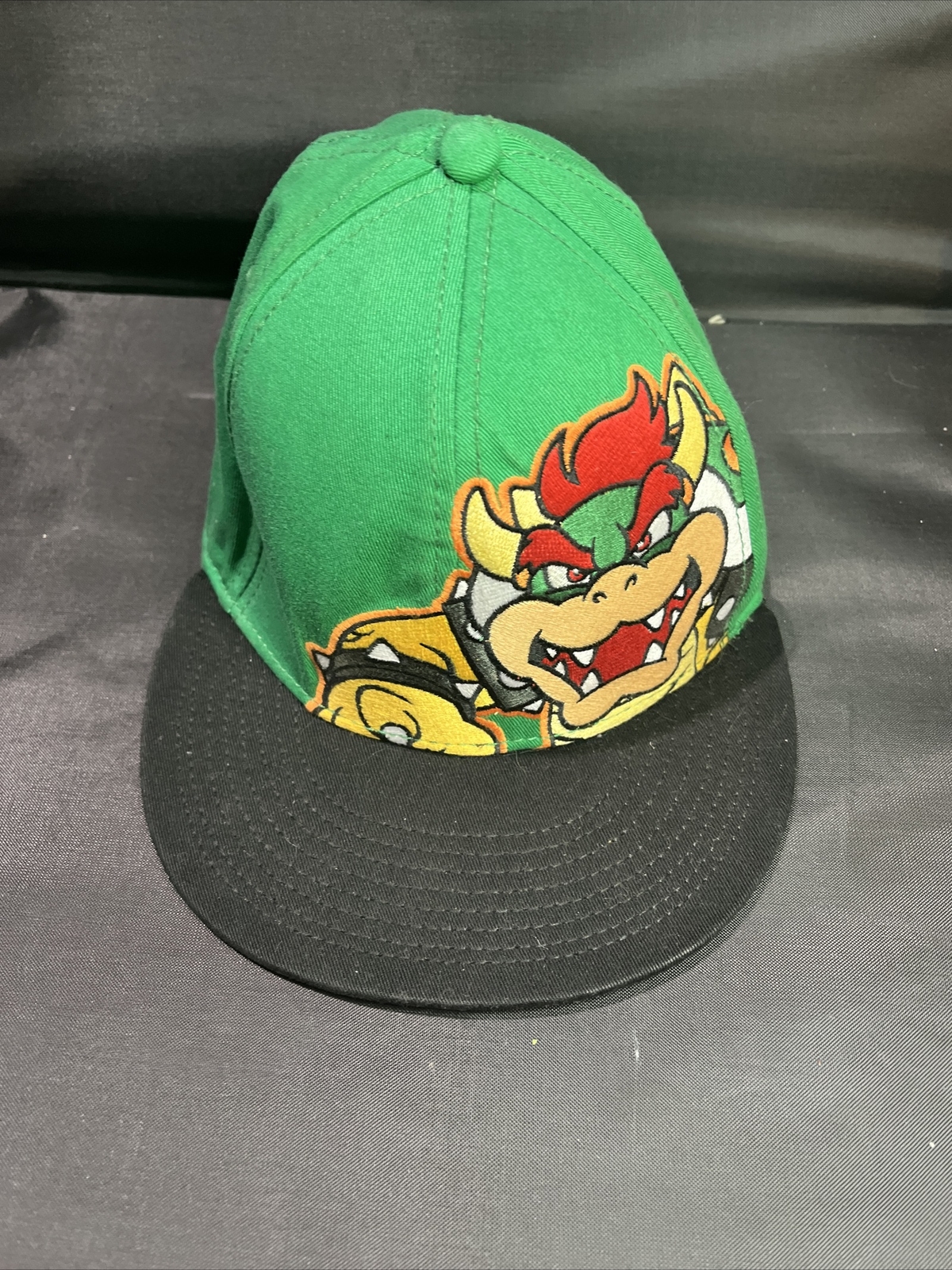 Super Mario Embroidered Bowser Green with Black Brim … - Gem
