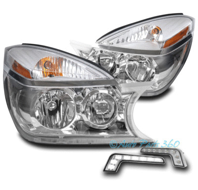 FOR 02-07 BUICK RENDEZVOUS CRYSTAL STYLE CHROME HEADLIGHTS LAMP W/LED ...