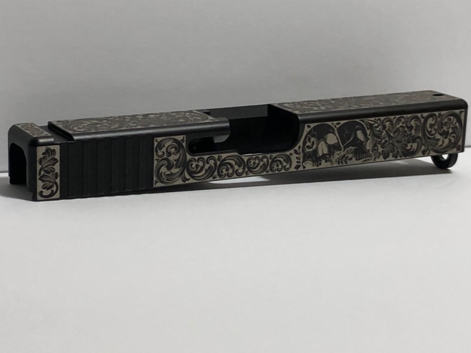 Custom Laser etched black nitrite Glock 17 Slide Gen3 scrolls and ...