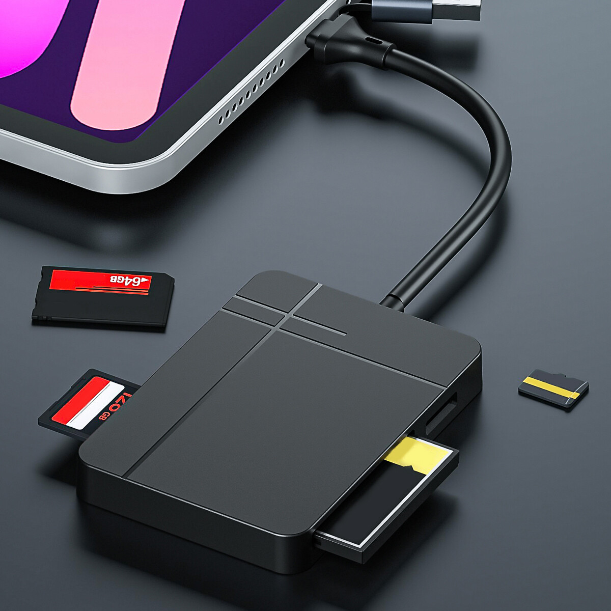 4-in-1 Card Reader USB 3.0/USB-C to Micro SD/TF/CF/MS Compact Flash ...