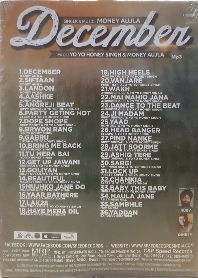 December - Money Aujla, Yo Yo Honey Singh - Indian Punjabi Songs MP3 ...