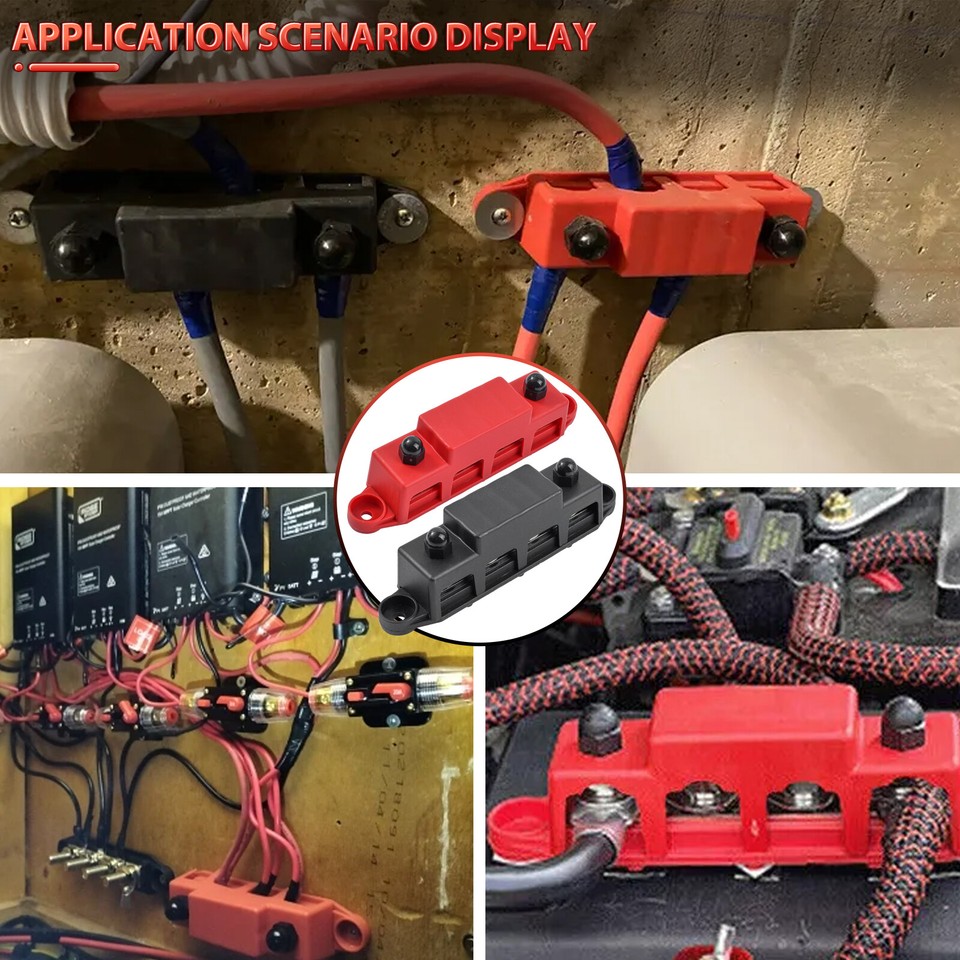 2 x Positive Negative Bus Bar Battery Power Distribution Block 4 x M8 ...