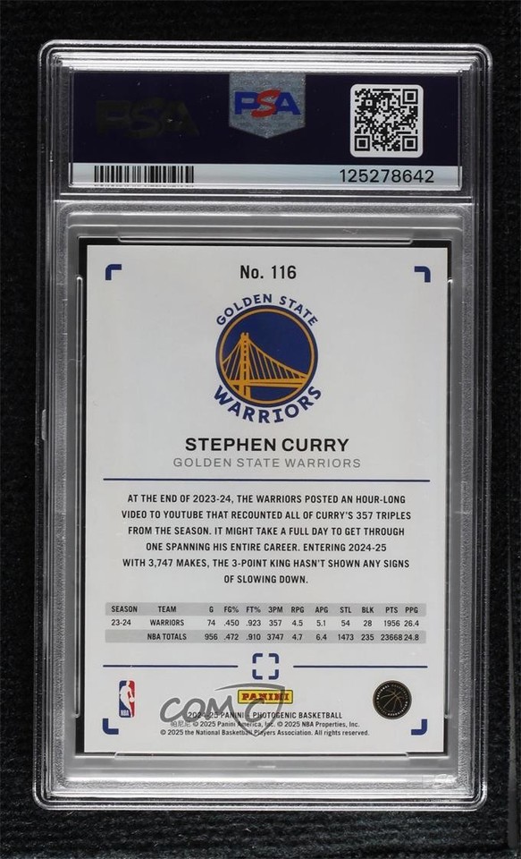 2024-25 Panini Photogenic Stephen Curry #116 PSA 9 MINT 15bk | eBay