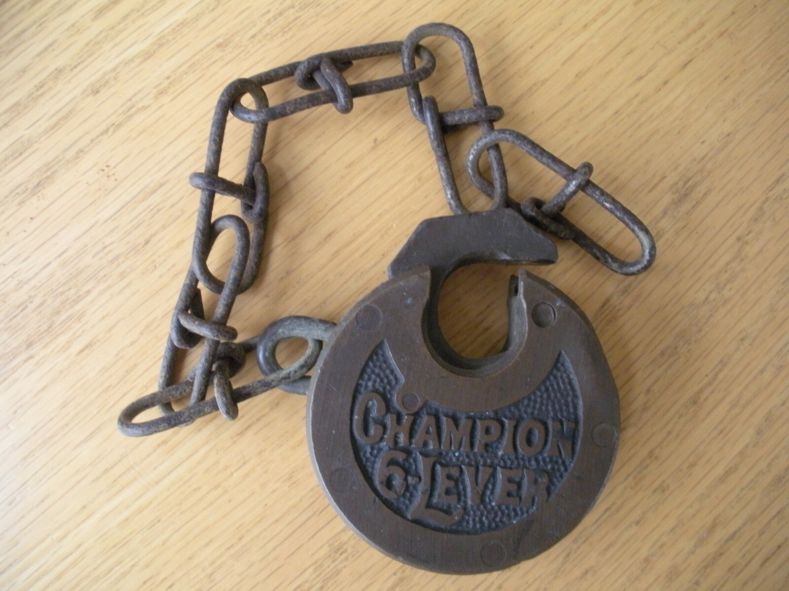 Vintage BRASS 6 LEVER CHAMPION PANCAKE PADLOCK / LOCK | eBay
