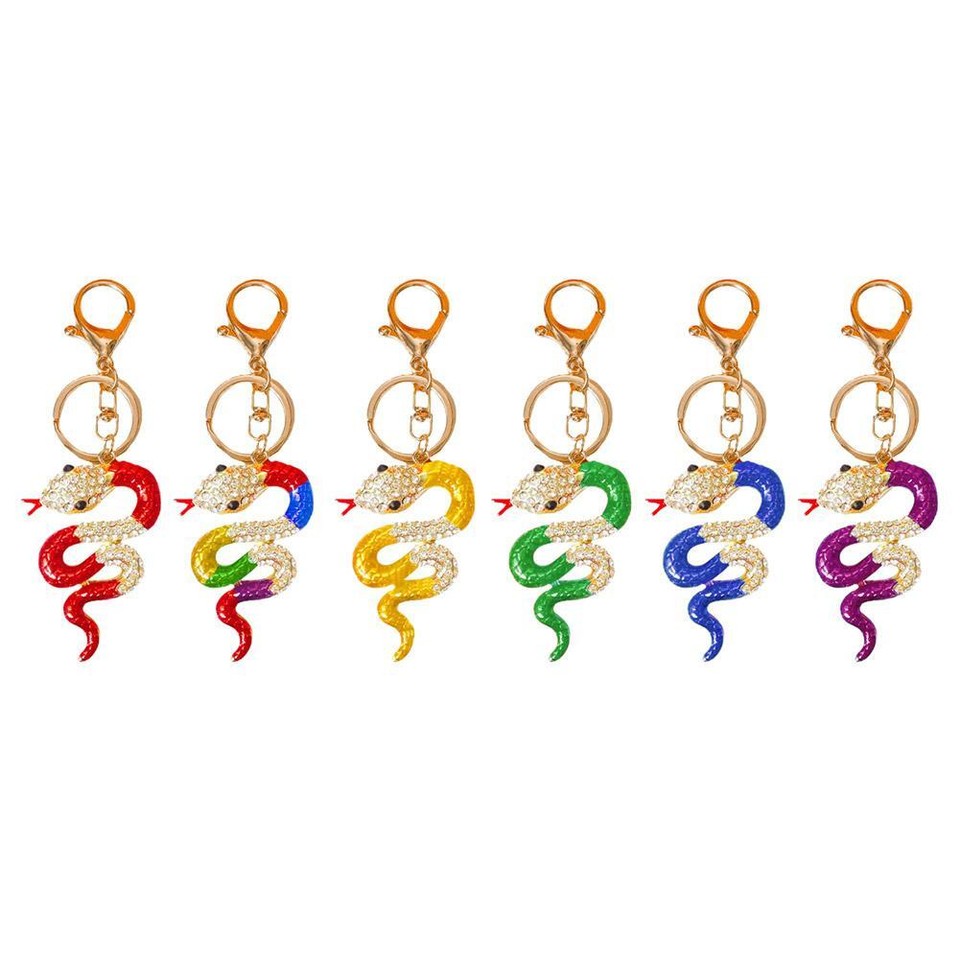 Creative Cute Snake Rhinestones Enamel Keychain Fantastic Animal ...