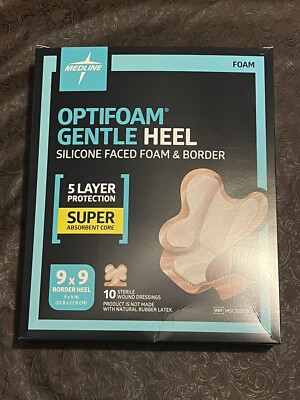 10-Pack Medline Optifoam Gentle Heel Silicone-Faced Foam Dressings | eBay