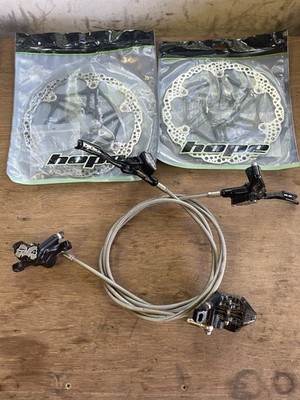 Hope M4 Race Evo Brake set 203mm Floating Discs Stealth Black. | eBay