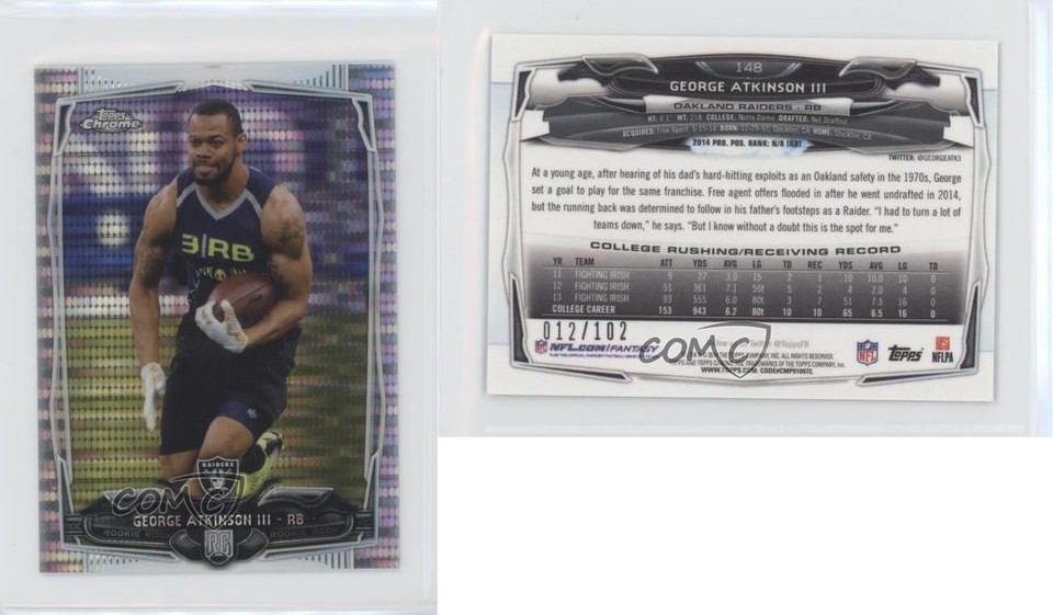 2014 Topps Chrome Mini Pulsar Refractor 12/102 George Atkinson III ...