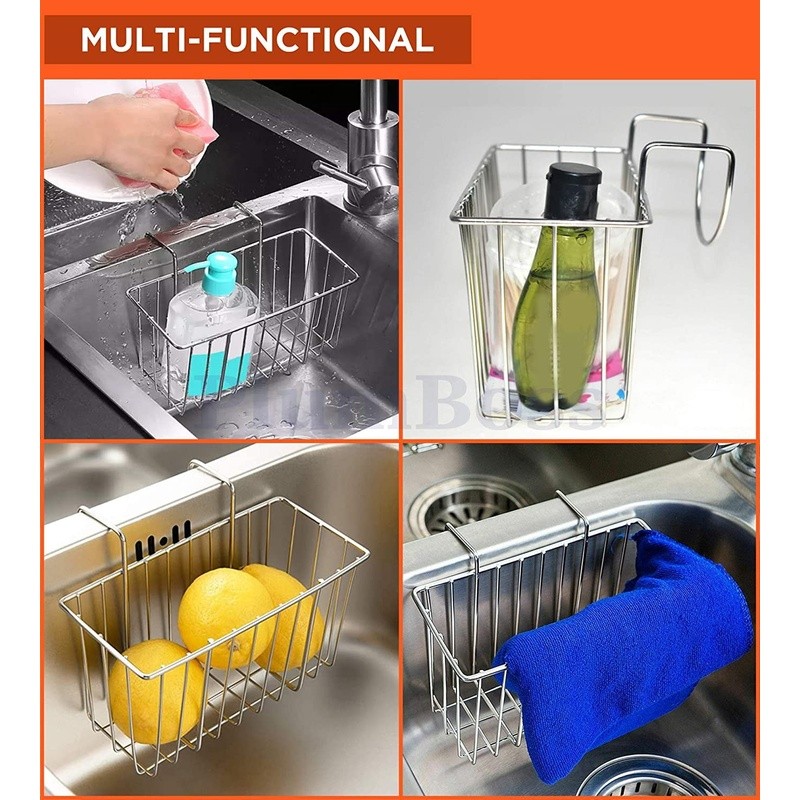 Large Metal Sponge Holder Kitchen Sink Caddy Rust Resistant Drainage ...