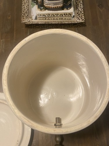 Water Crock - 3 Gal Love Field Potter - Pottery W/Lid Blue Double ...