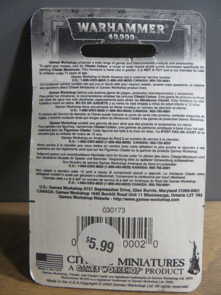 WARHAMMER 40K SPACE MARINE W/ Assault Weapons Metal BEAKY Sculpt NOS ...