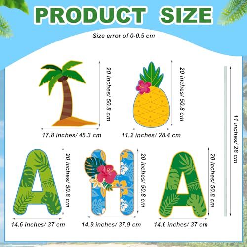 5 Pcs LED Tropical Aloha Yard Signs Light Up Hawaiian Outdoor Decor ...