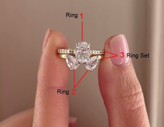 Oval Cut Solitaire Wedding Ring Set, Toi Et Moi Two Stone Open Wedding ...