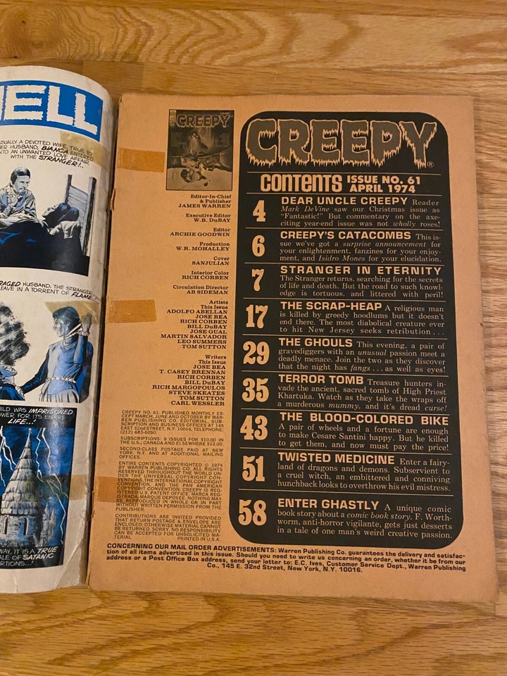 Creepy Magazine Issue #61 Warren April 1974 Mummy Cover Horror Monster ...