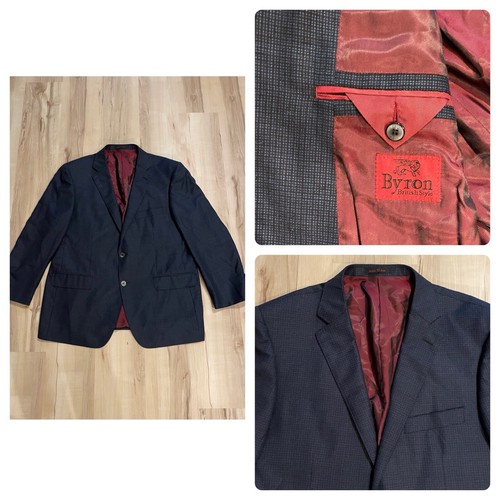 Byron British Style Wool Blazer Men’s Size 46R Sport Coat Blue Mini ...