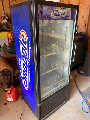 Commercial Fridge, W/Snapple label, Works great, glass front, lots of ...