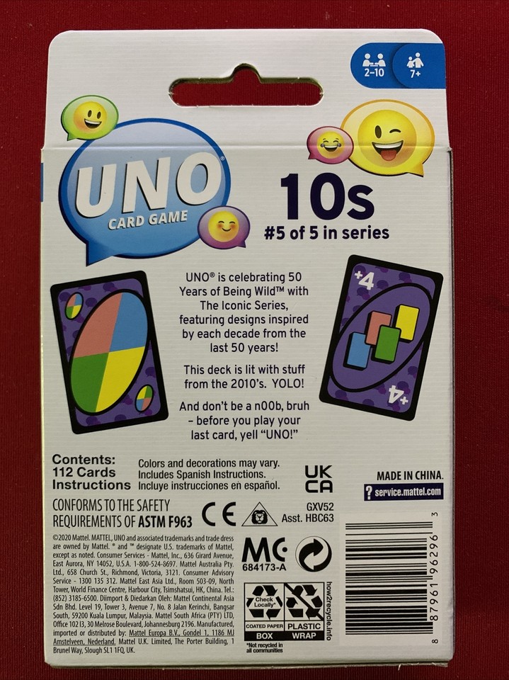 UNO 50th Anniversary Iconic Series Card Game 2010s 10s Retro Version #5 ...