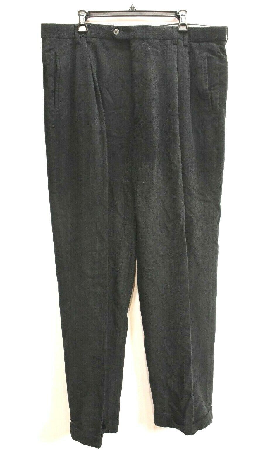 St Croix Men Black Pleat Front Folded Cuff Business Corduroy Slack Pant ...