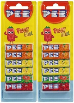 2x PEZ Fruit Flavour (Pack of 6) Sweets For PEZ Dispenser (12 Refills ...