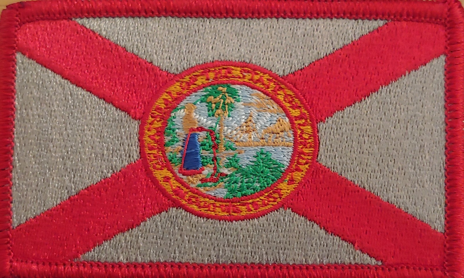 FLORIDA State Flag Patch Iron-On Sew Tactical Morale Gray Version Red ...