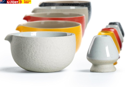 Japanese Natural Rock Texture Matcha Chawan with Whisk Rest, 18 Oz, K13 ...