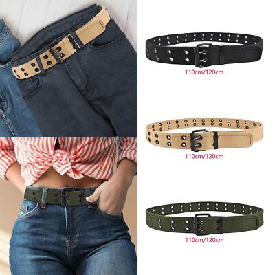 Double Grommets Belt with Holes Pin Buckle Belt Waistband for Dating ...