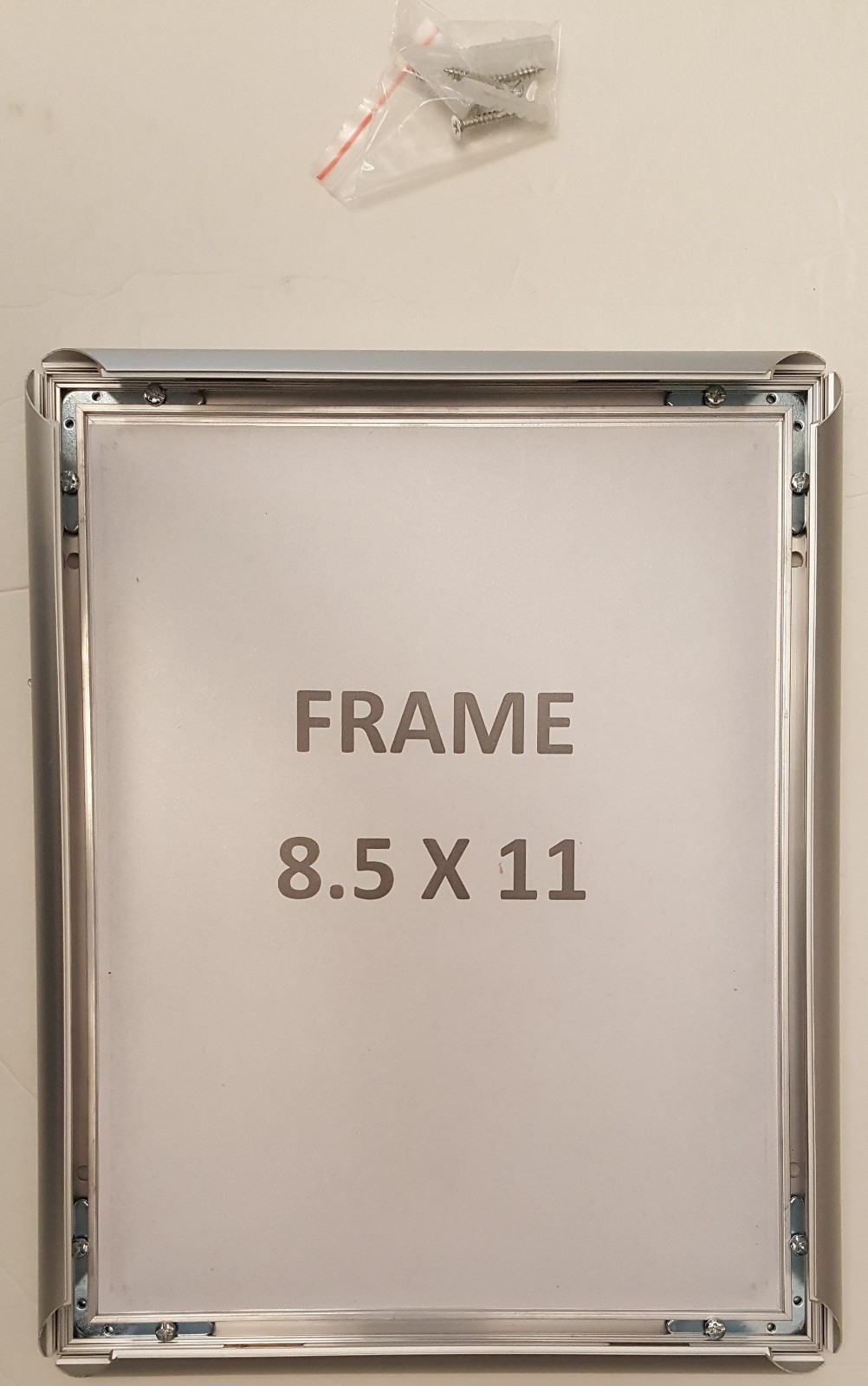 8.5X11" Window Snap Frame, 1" Silver, Mitered Corner, Front Load-REF24 ...