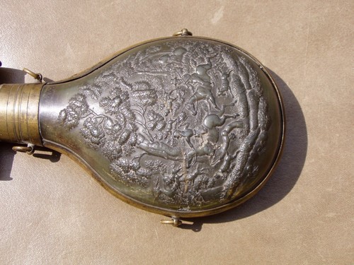 Pressed Horn Powder Flask, Antique | eBay