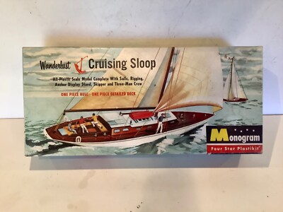 Vintage monogram wonderlust cruising sloop model kit box/instructions ...