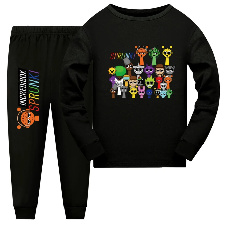 Cute Sprunki Clothes Fall Kids Game Incredibox Pajama Sets Baby Girls ...