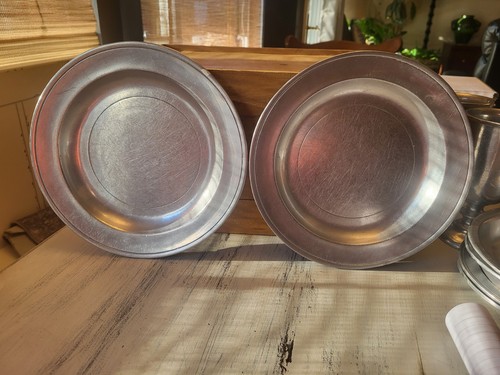 Set of 2 Pewter Dinner Plates Wilton RWP Vintage 1972 Plates 10.25 Inch ...