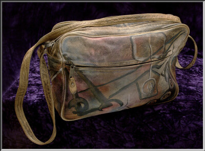 Vtg Brit Rosen 1 of a Kind Hand Painted Multi Metallic Leather Cross ...