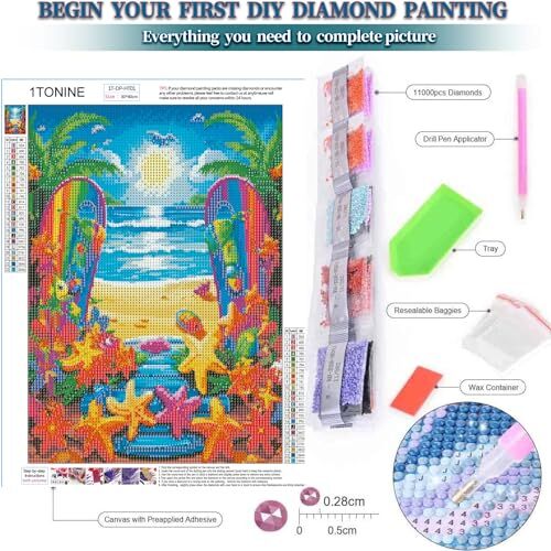 Colorful Sea Beach Diamond Art Kits for Adults- DIY 5D Diamond sea ...