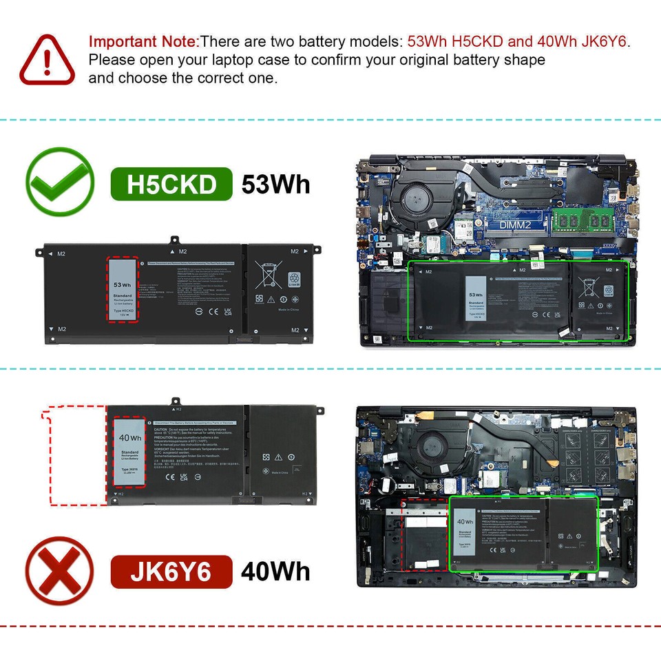 JK6Y6 H5CKD Battery For Dell Inspiron 14 5400 5406 7405 Latitude 3410 ...