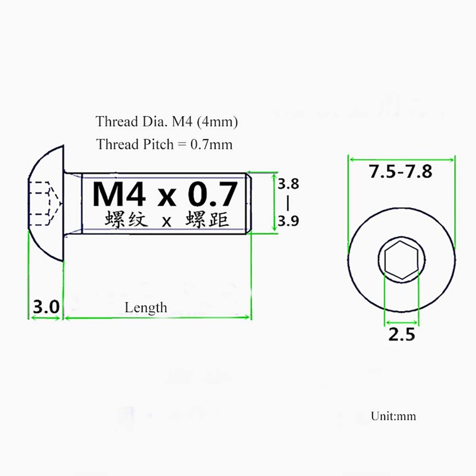 M4x6/8/10/12-30mm Aluminum Alloy Pan/Round Head Allen Hex Socket Cap ...