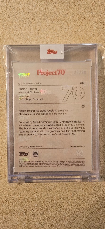 2021 TOPPS PROJECT 70 BABE RUTH BY MARKET - RAINBOW FOIL 37/70 #227 | eBay