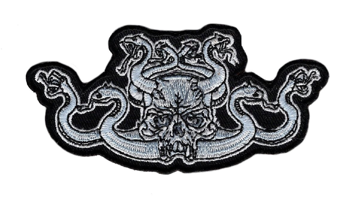 Demon skull snakes Embroidered Iron on Sew on Patch (4.0 X 2.0 - DS1 ...