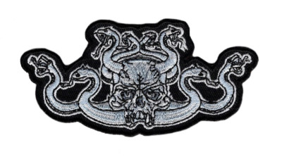 Demon skull snakes Embroidered Iron on Sew on Patch (4.0 X 2.0 - DS1 ...