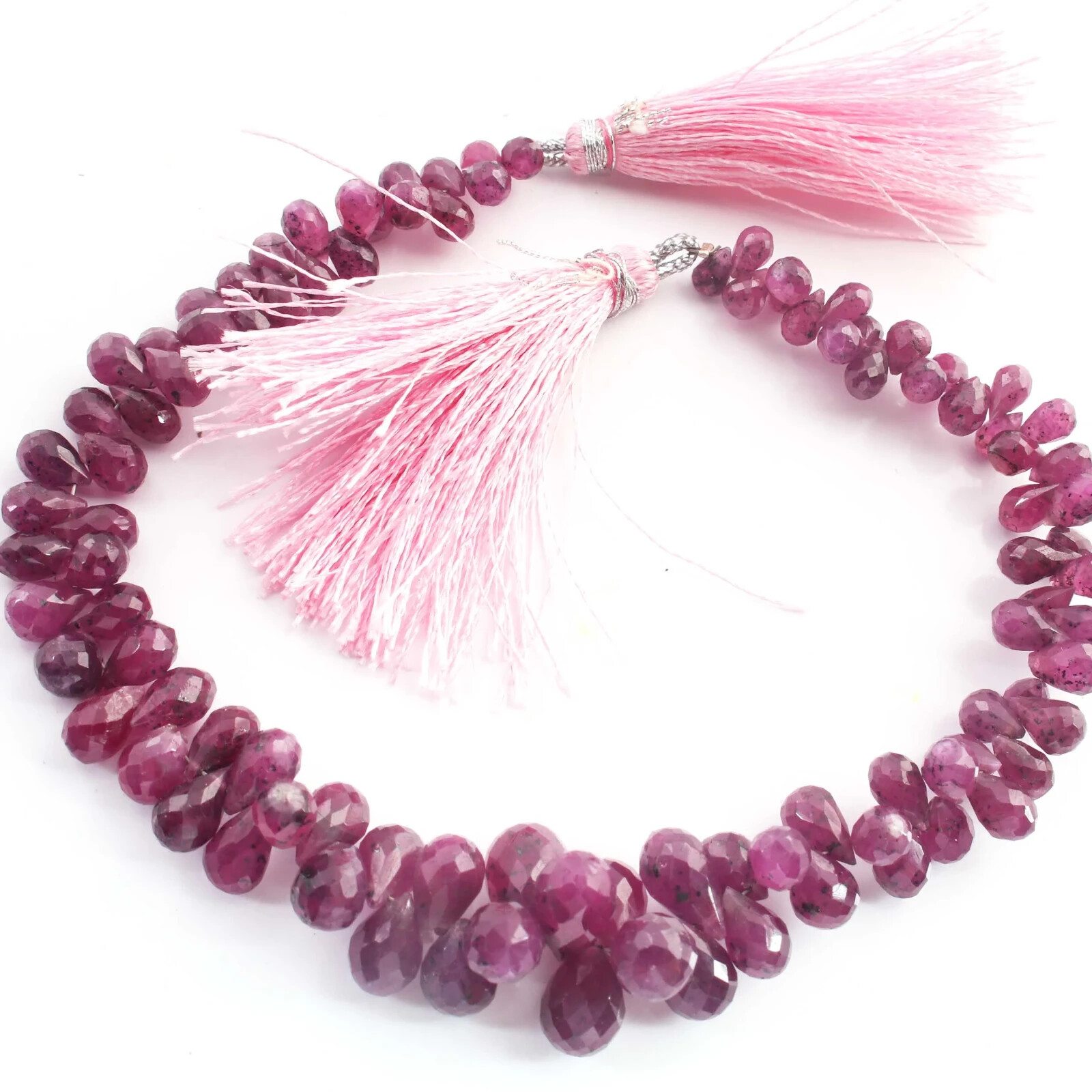 1 Long Strand Natural Star Ruby Faceted Briolettes -Tear Drop ...
