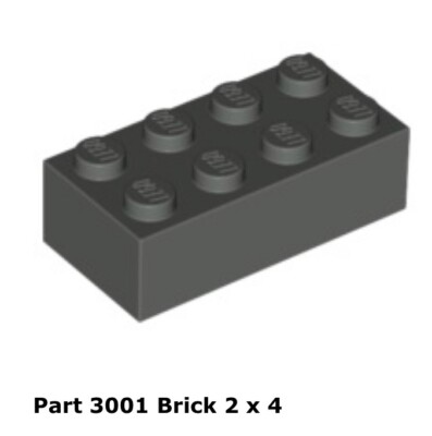 Lego 1x 3001 Dark Gray Brick 2 x 4 7166 | eBay