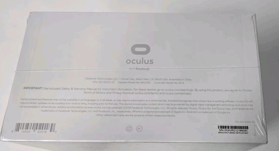 Meta Oculus Go 32GB VR Headset NEVER OPENED 815820020189 | eBay