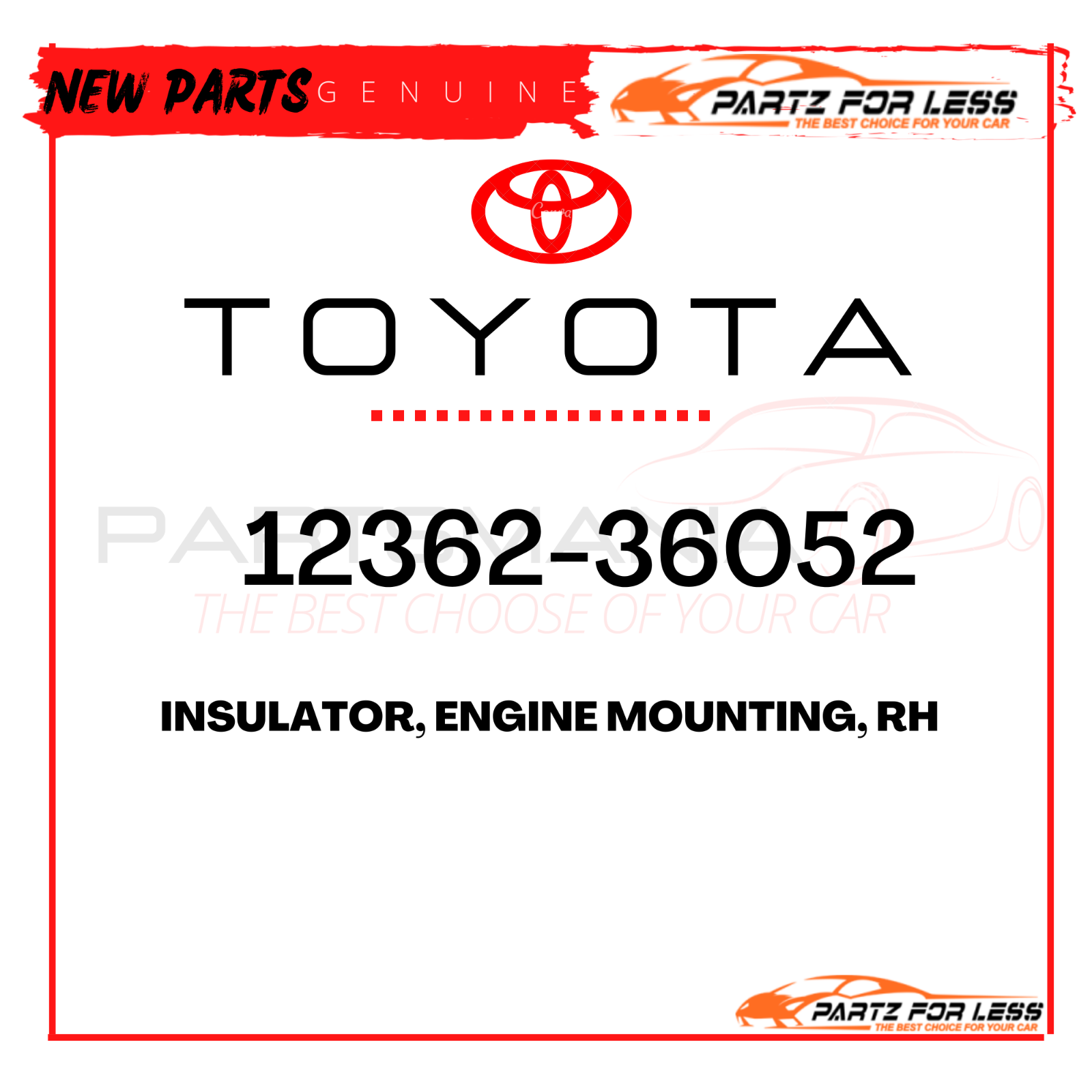 12362-36052 TOYOTA GENUINE INSULATOR, ENGINE MOUNTING, RH 1236236052 ...