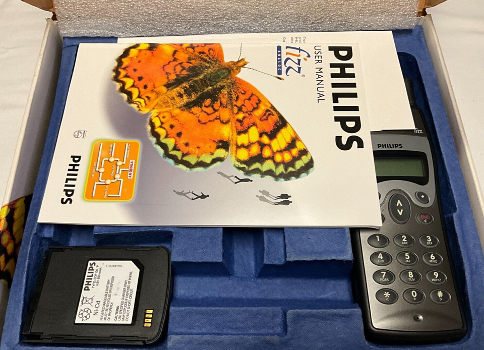 Vintage / antique Philips mobile phone,, fizz analog with original box ...