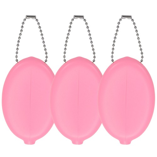 Rubber Coin Purse, 3 Pcs Squeeze Coin Holders with Chain for Men, Pink ...