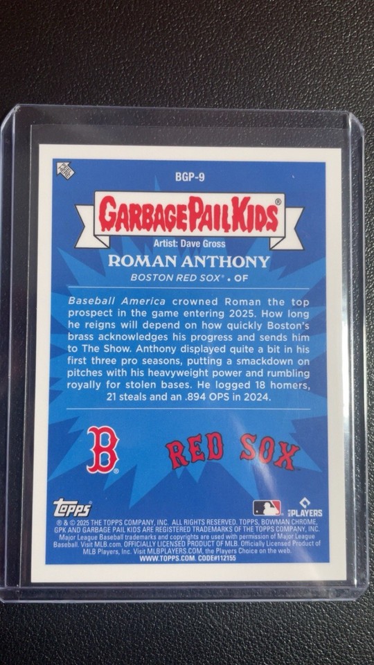 2025 Bowman Chrome Roman Anthony Garbage Pail Kids Rookie Case Hit GPK ...