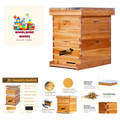 Beehive 8 Frame Bee Hives and Supplies Starter Kit, Bee Hive for ...