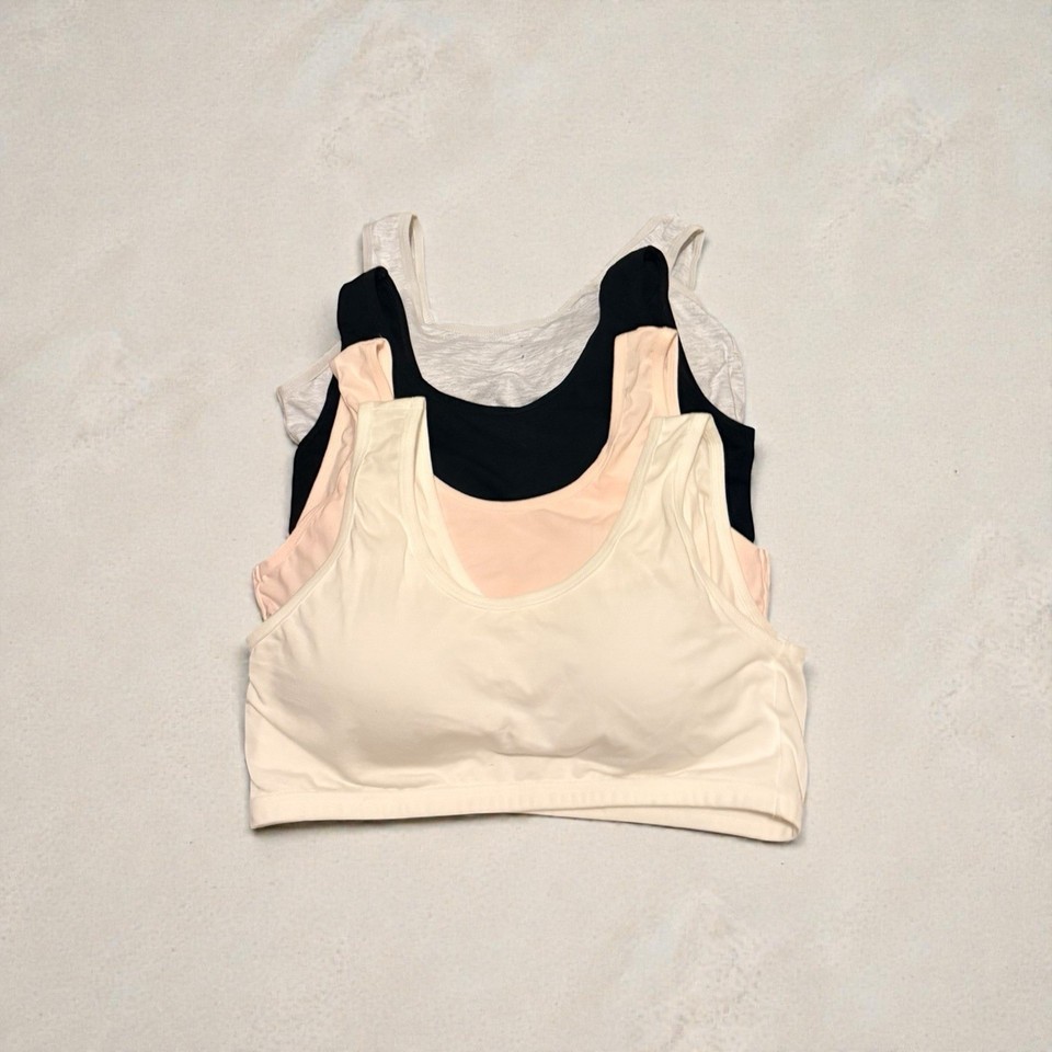 Women's Wireless Pullover Sports Bras 4 Pack Wide Strap Solid Colors | eBay