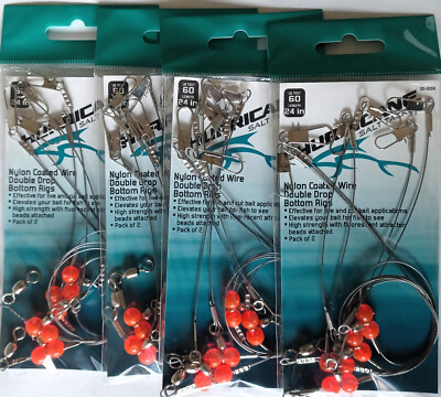 Four (4) Packs Hurricane DD-22SK Double Drop Bottom Fishing Rigs 60# 24 ...