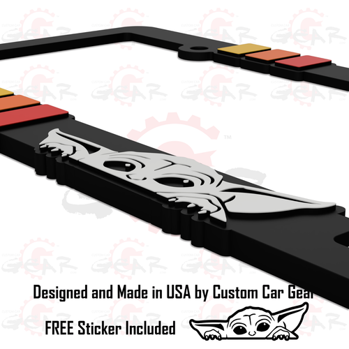 2 RETRO YODA-Grogu License Plate Frame Fits Toyota Tacoma & Valve Stem ...