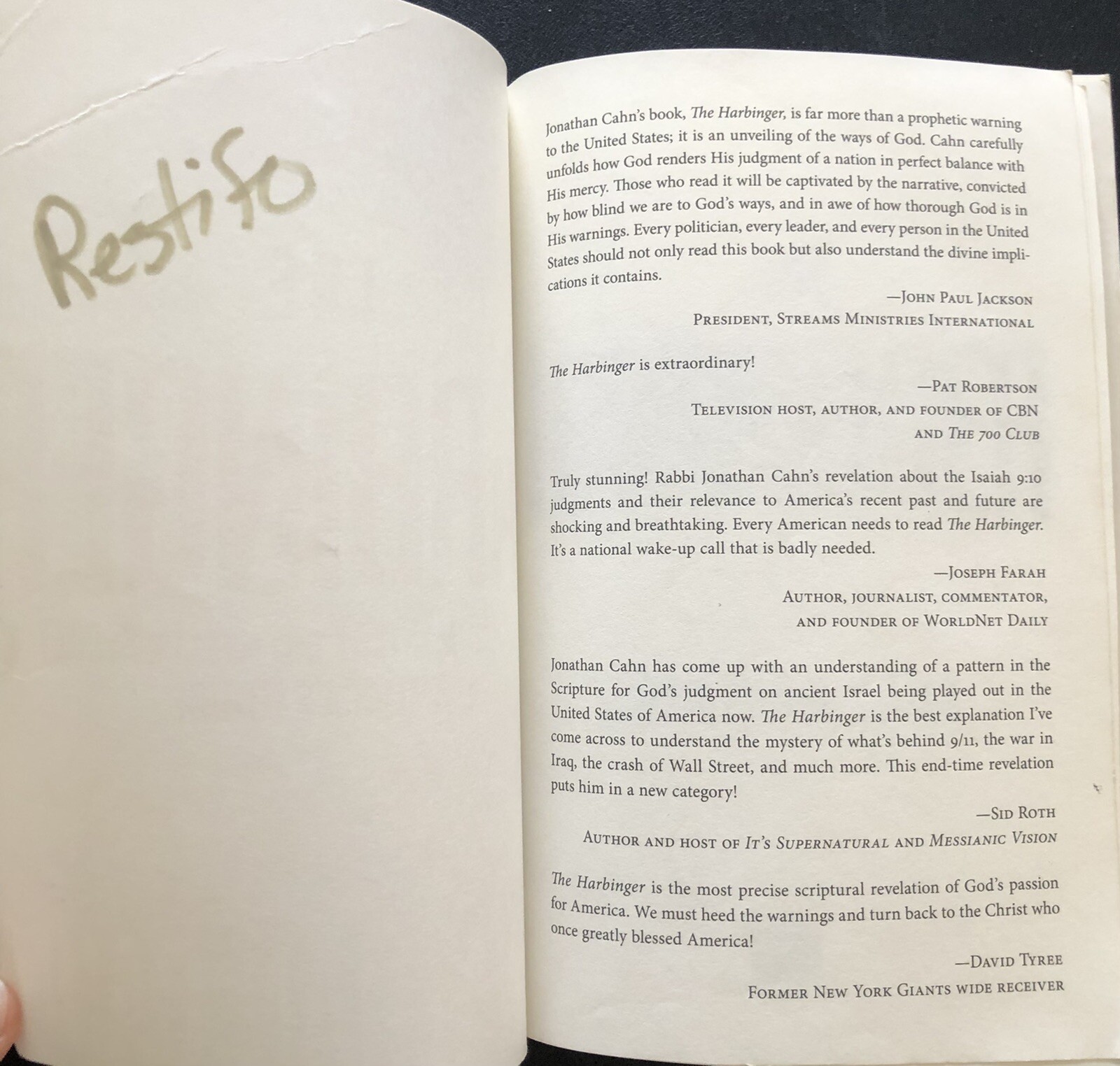 The Harbinger Book Jonathan Cahn Christian Prophecy Book 1 PB ...